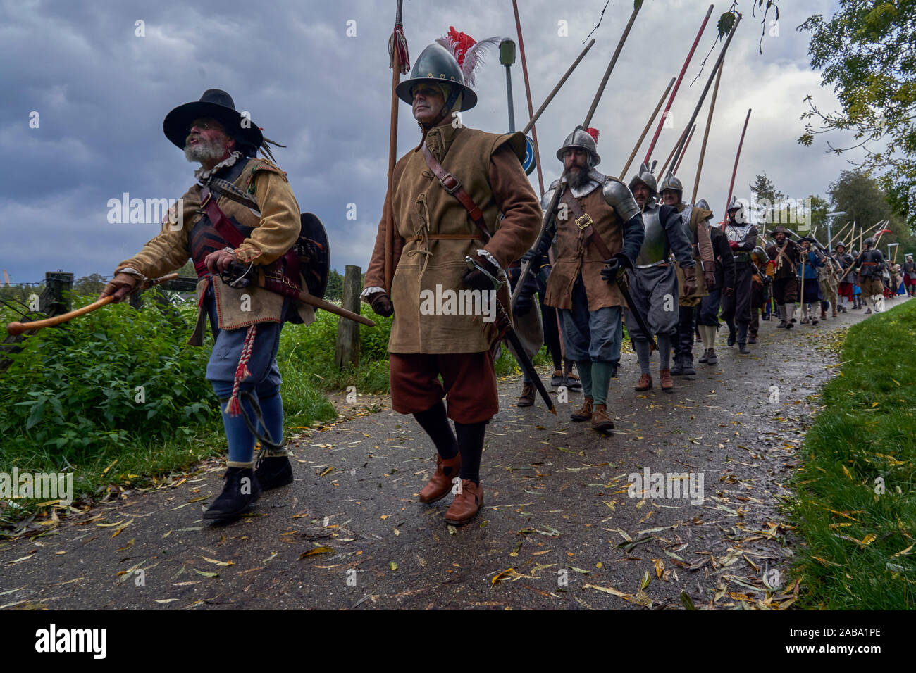 A group of participants representing the troops of the Spanish monarch ...
