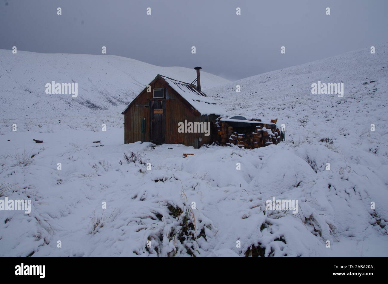 Camp Stream Hut snow. Te Araroa Trail. Two Thumb Track. Te Kahui ...