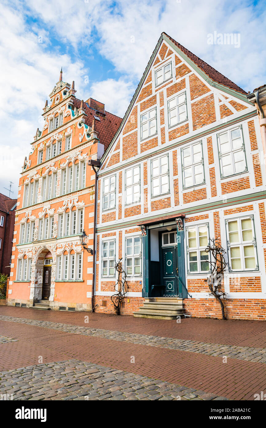 Stade, Germany - November 12, 2019. Details of german architecture ...