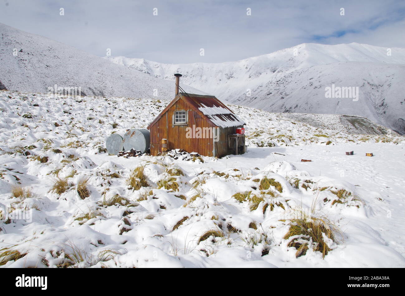 Camp Stream Hut snow. Te Araroa Trail. Two Thumb Track. Te Kahui ...