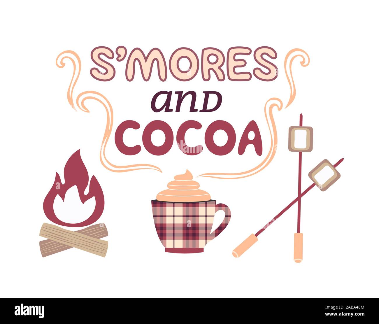 Warm cozy smores and cocoa station welcome sign vecto Stock Vector ...