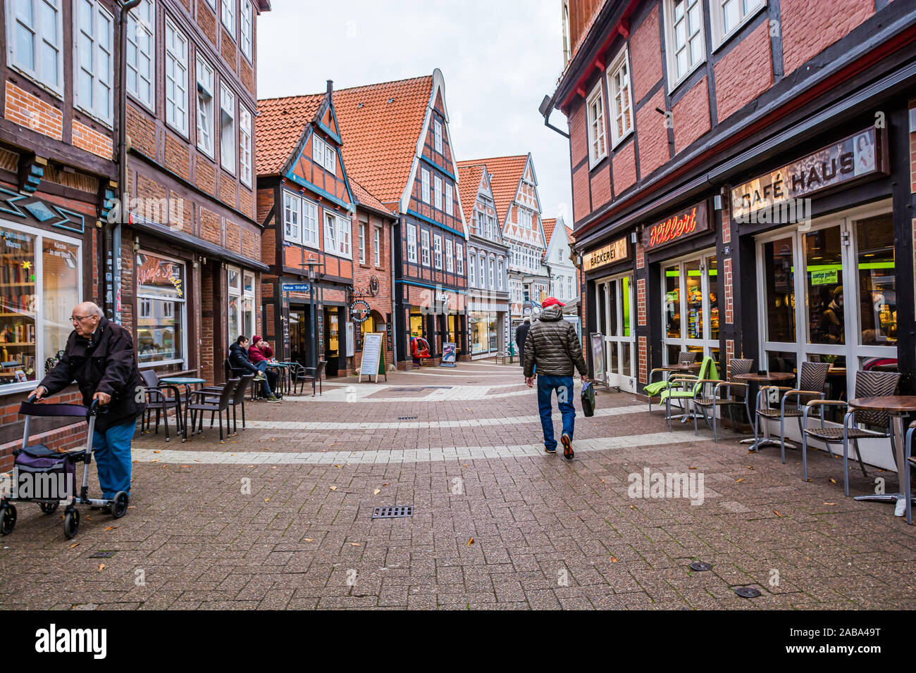 Stade, Germany - November 11, 2019. Historic downtown of hanseatic city ...