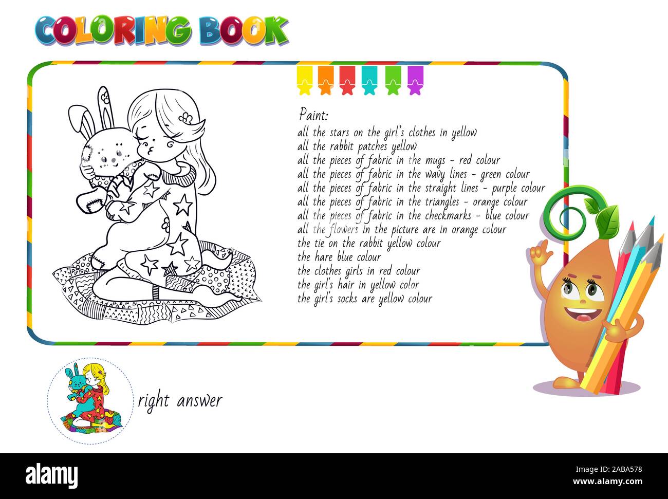 game book coloring with questions on a picture with a girl hugging a ...