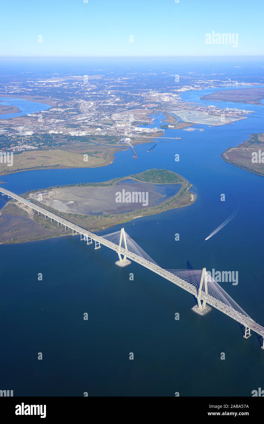 CHARLESTON, SC -21 NOV 2019- Day view of the Arthur Ravenel Jr. Bridge ...