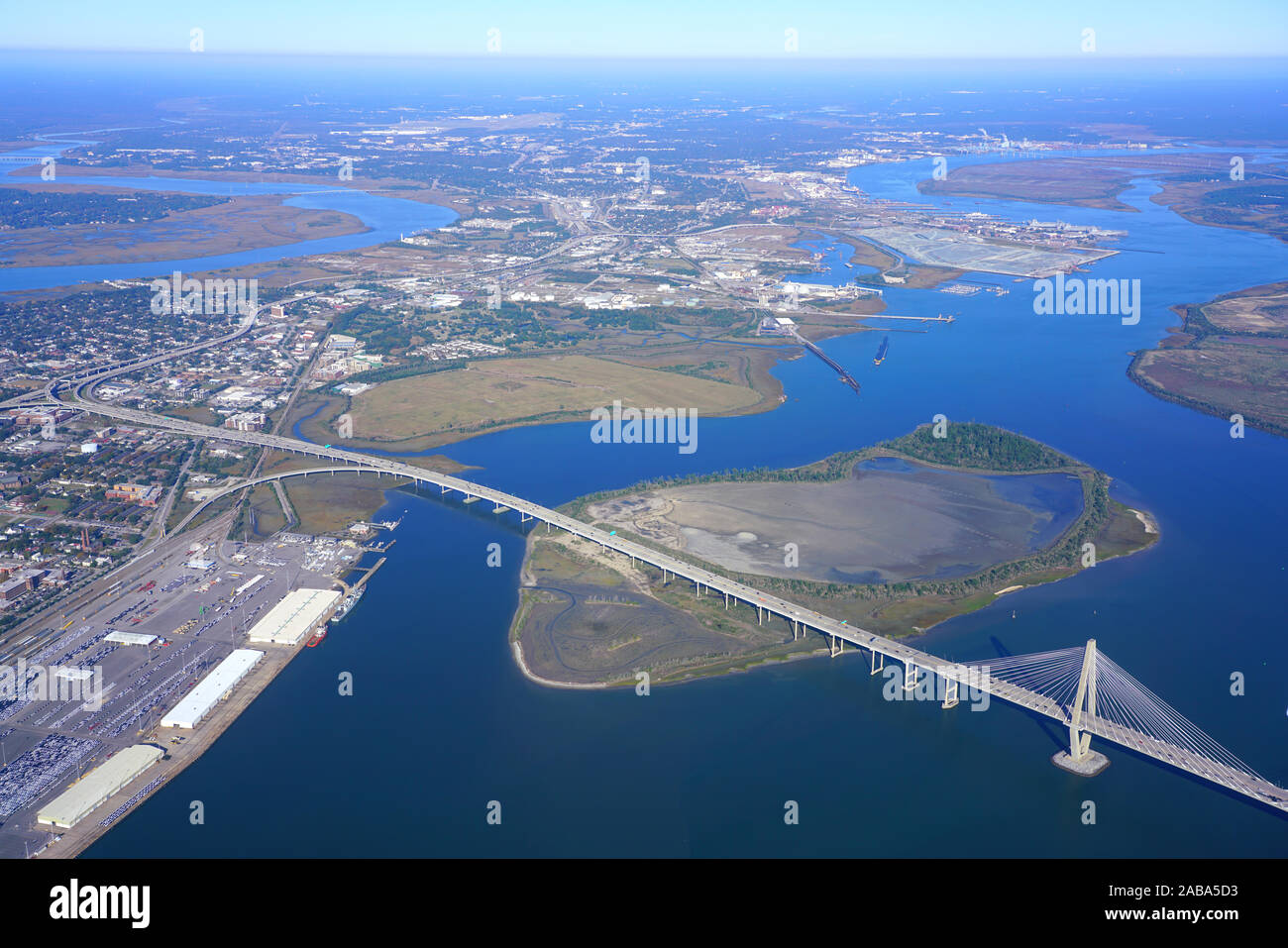 CHARLESTON, SC -21 NOV 2019- Day view of the Arthur Ravenel Jr. Bridge ...