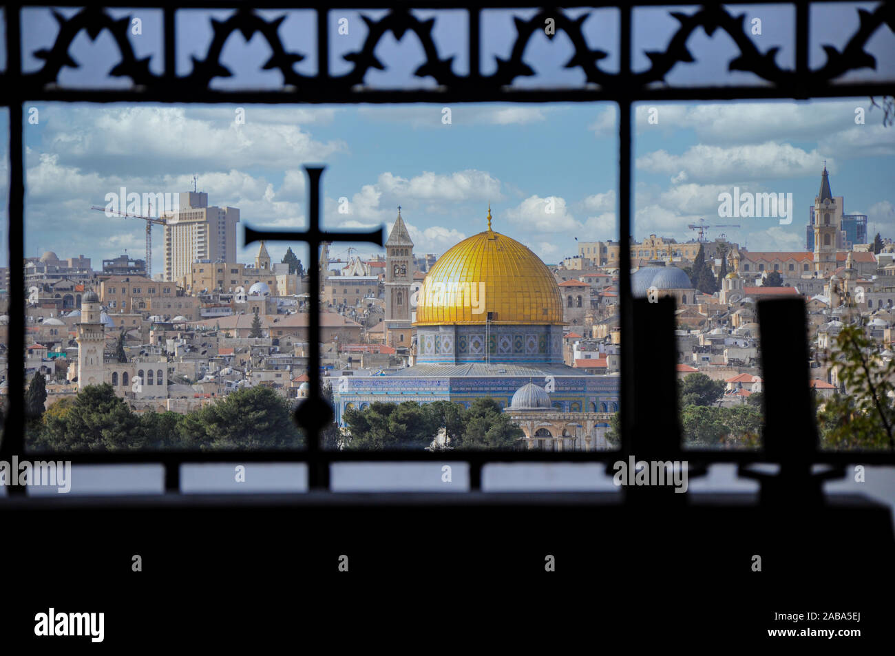 Jerusalem old town skyline seen from a christian church Stock Photo - Alamy