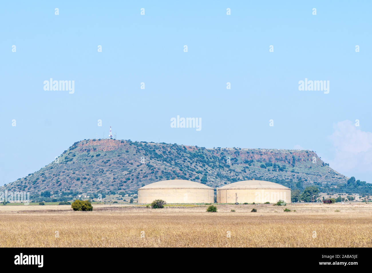 Water reservoirs at the Beatrix mine near Welkom in the Free State ...