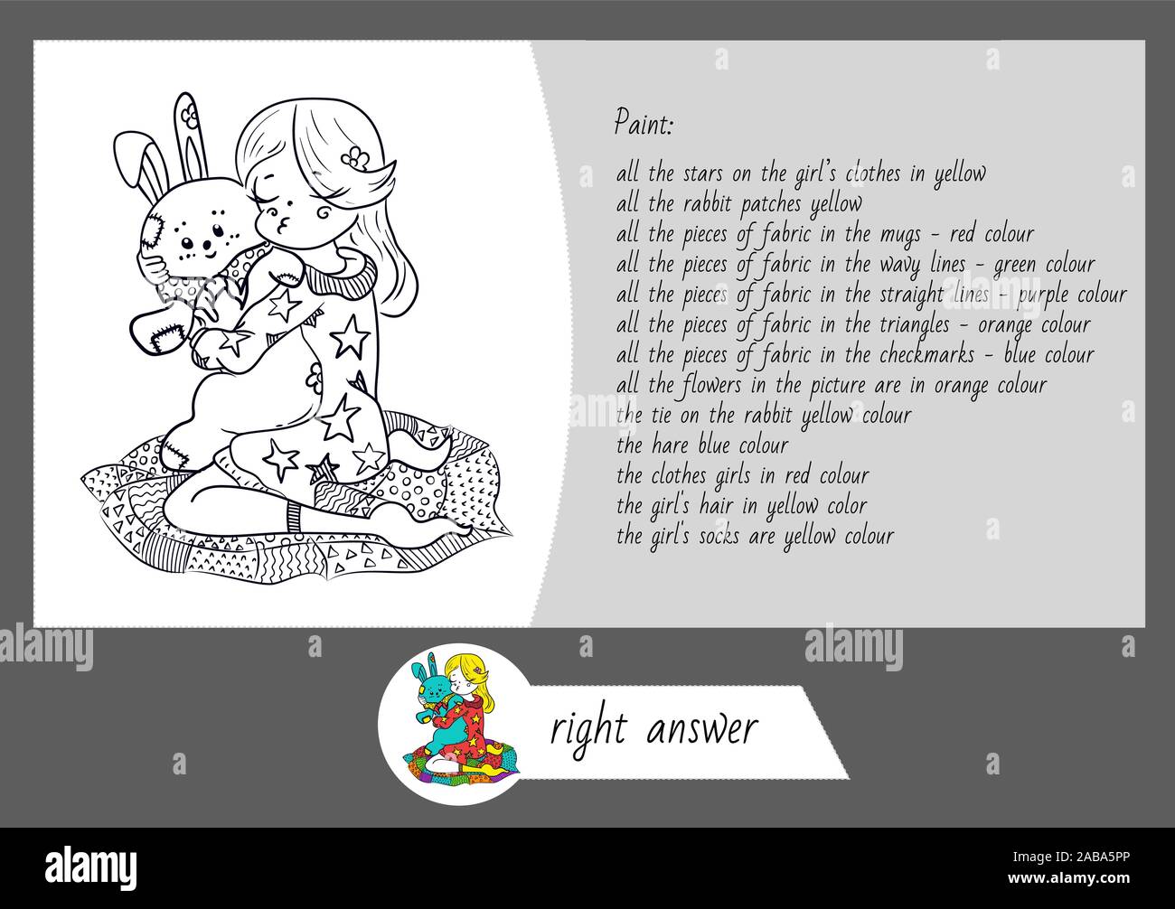 game book coloring with questions on a picture with a girl hugging a ...
