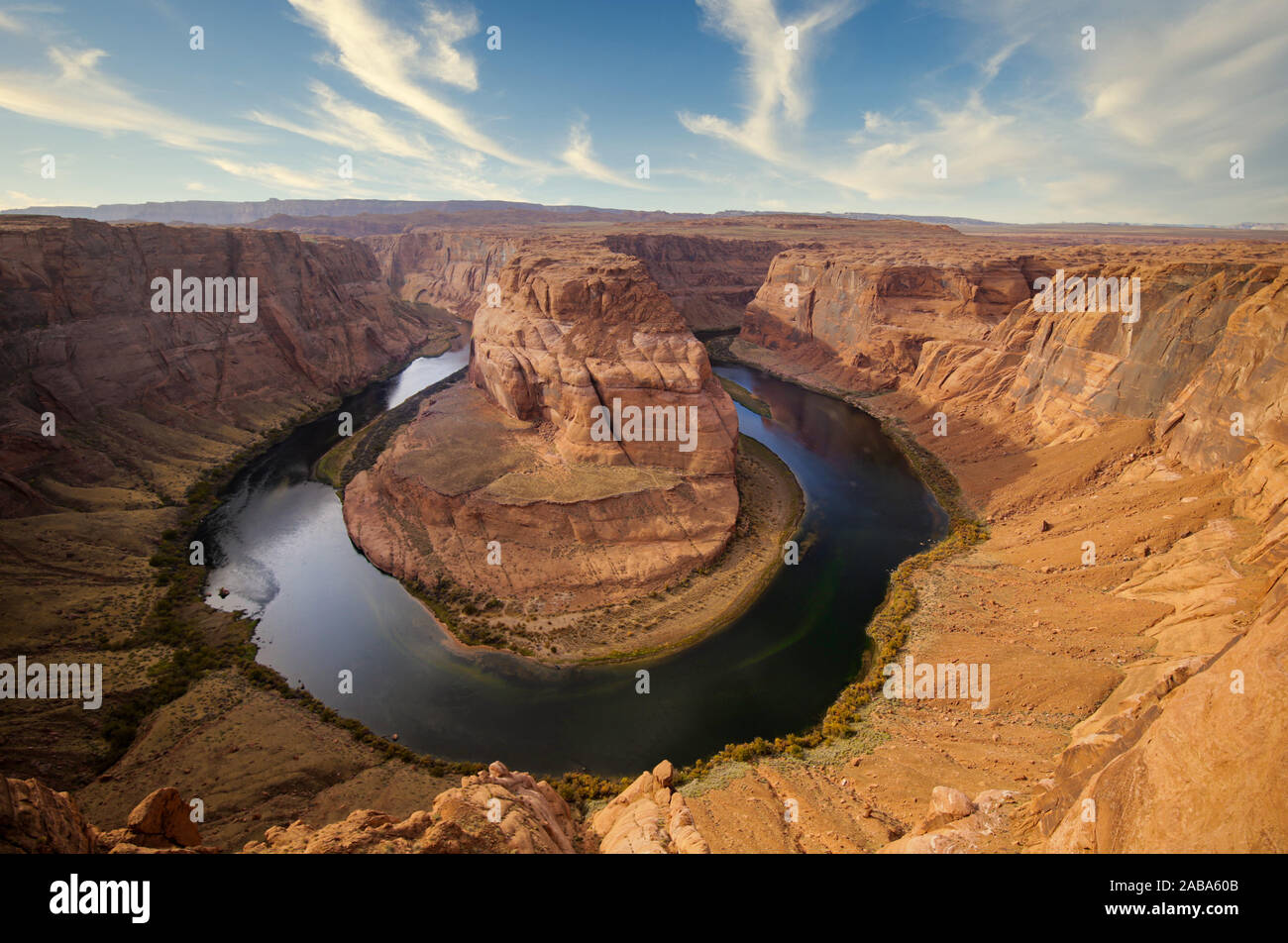 Aerial shot of the famous Horseshoe Bend and Colorado river, AZ Stock ...