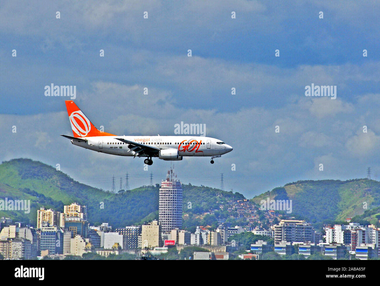 Boeing 737 airplane of Gol landing at Santos Dumont airport, Rio de Janeiro, Brazil Stock Photo ...