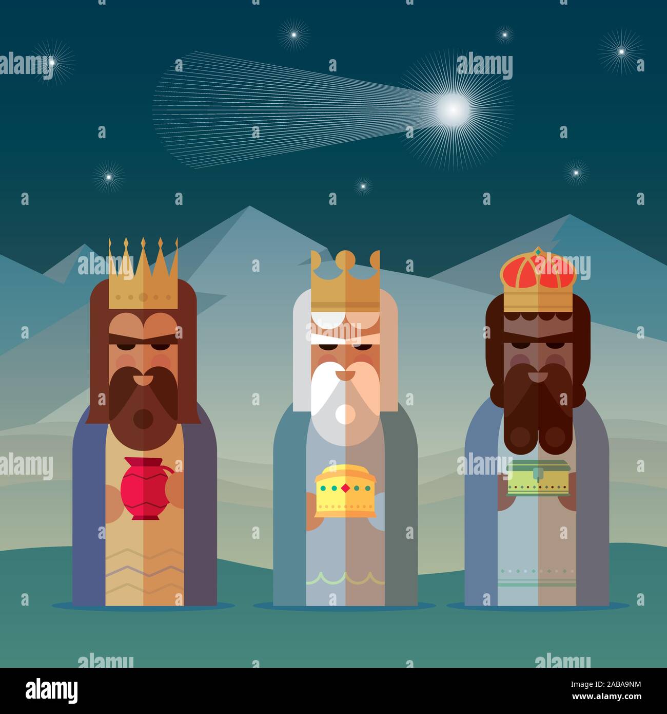 The three Magic Kings of Orient cartoons. Vector illustration Stock ...