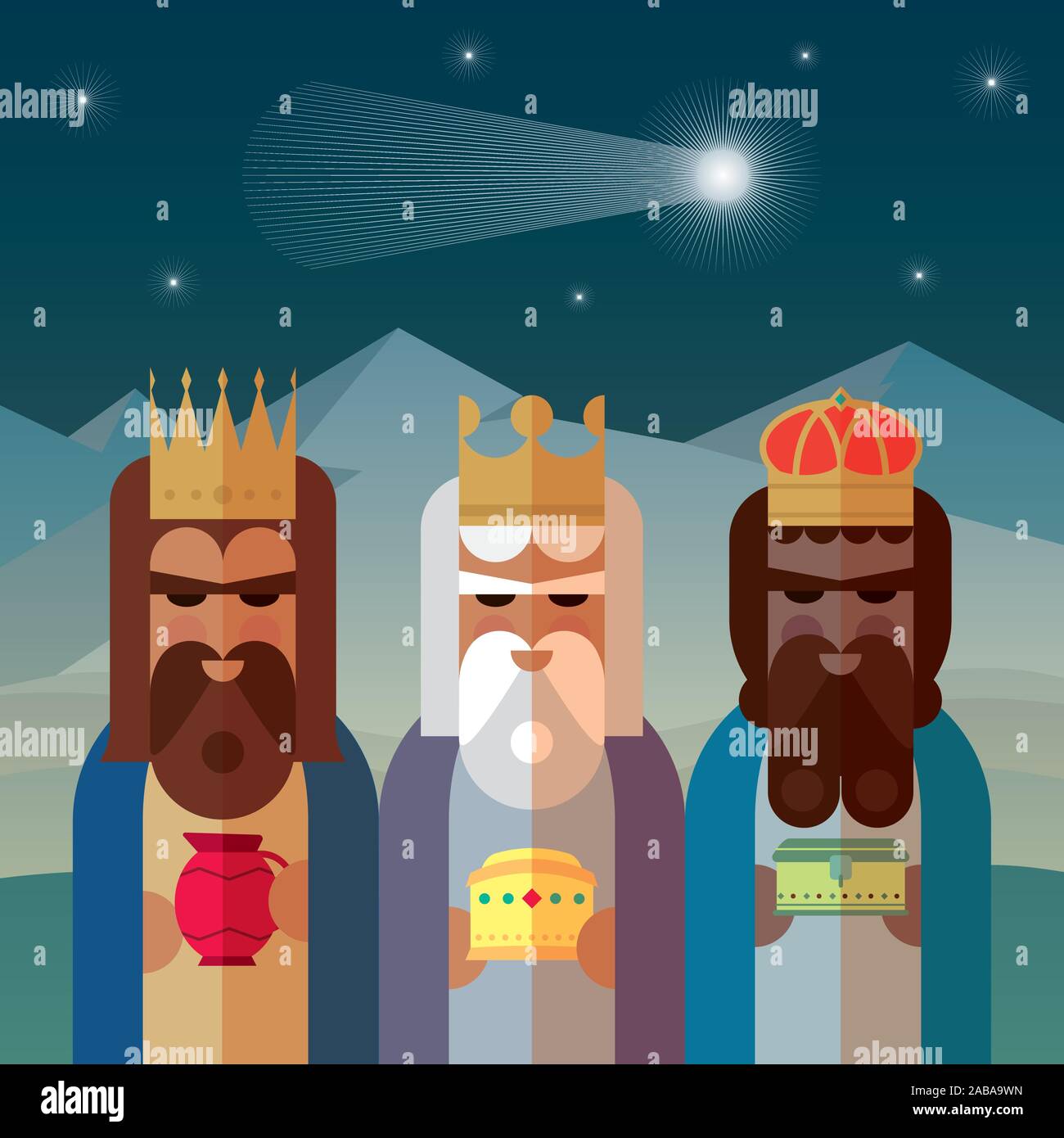 The three Magic Kings of Orient cartoons. Vector illustration Stock ...