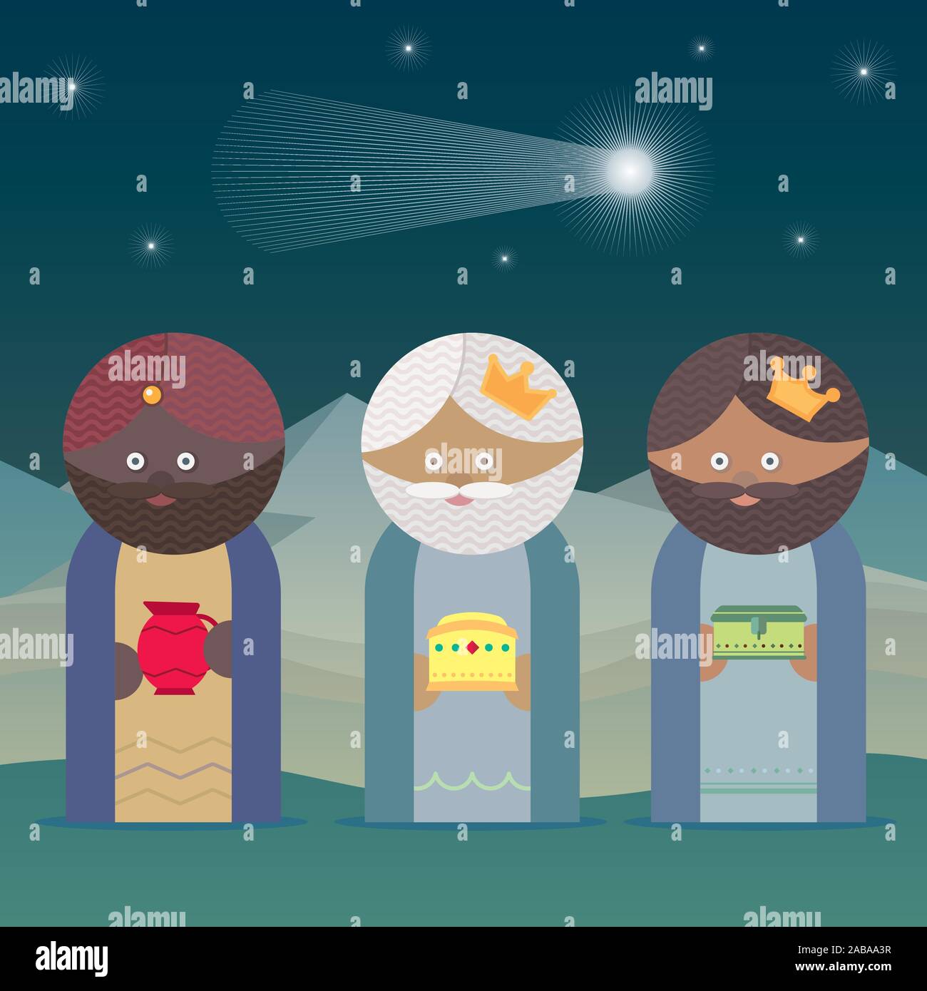 The three Magic Kings of Orient cartoons. Vector illustration Stock ...
