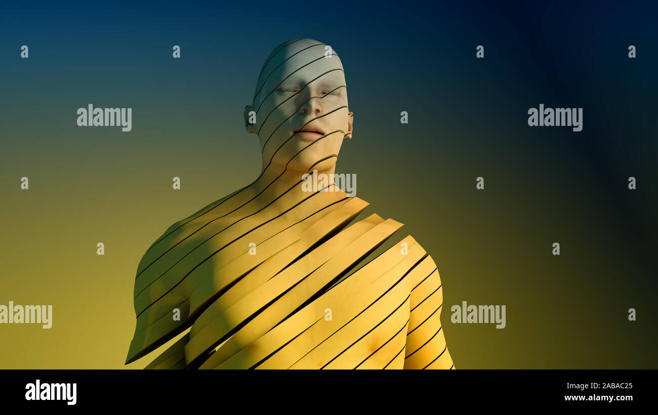 3d render. Head Human shattered portrait Stock Photo - Alamy