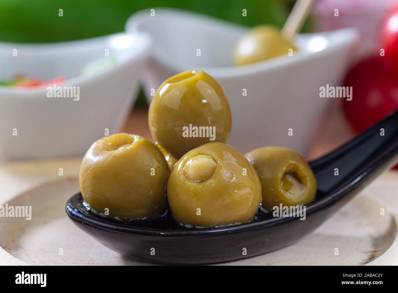 Spanish olives with virgin olive oil Stock Photo - Alamy