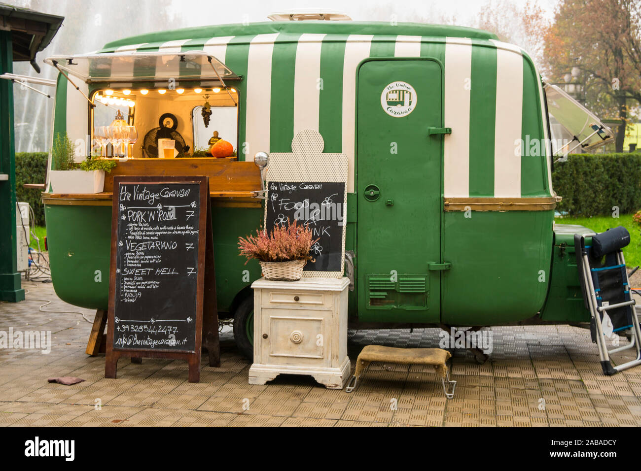 Milan, Italy - November 11, 2018: Food truck, mobile drink and snack ...