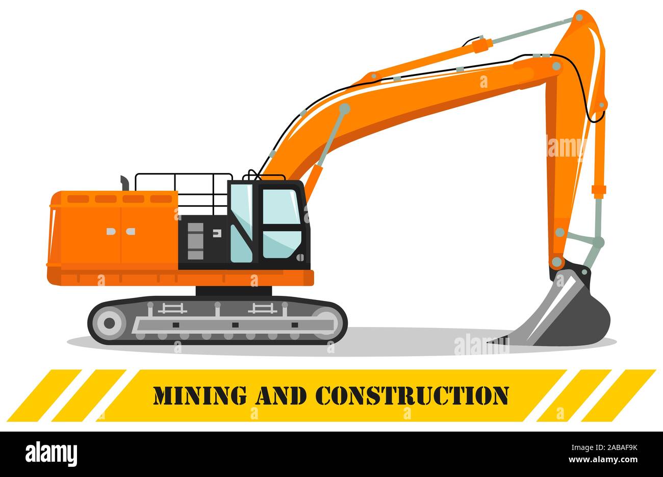 Excavator. Detailed illustration of heavy mining machine and ...