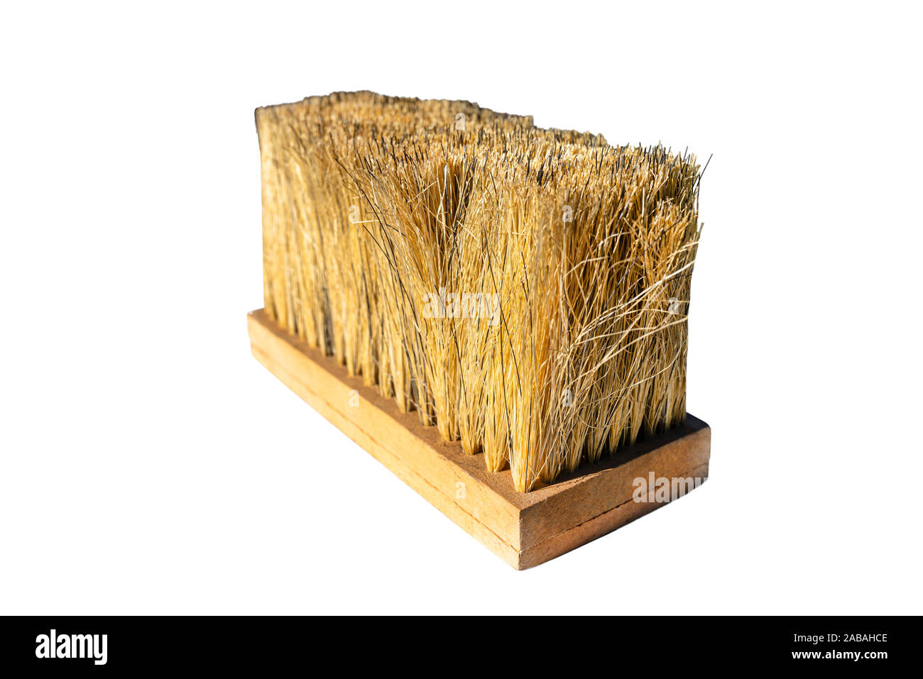 Wooden broom brush with light bristles, isolated on a white background ...