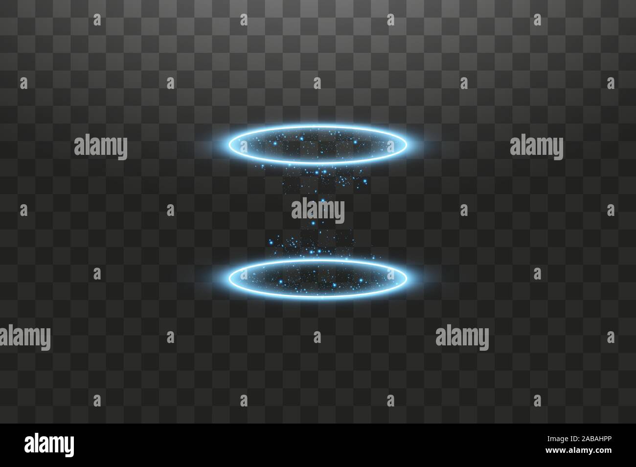 Futuristic teleport. Magic fantasy portal. Light effect. Blue candles ...