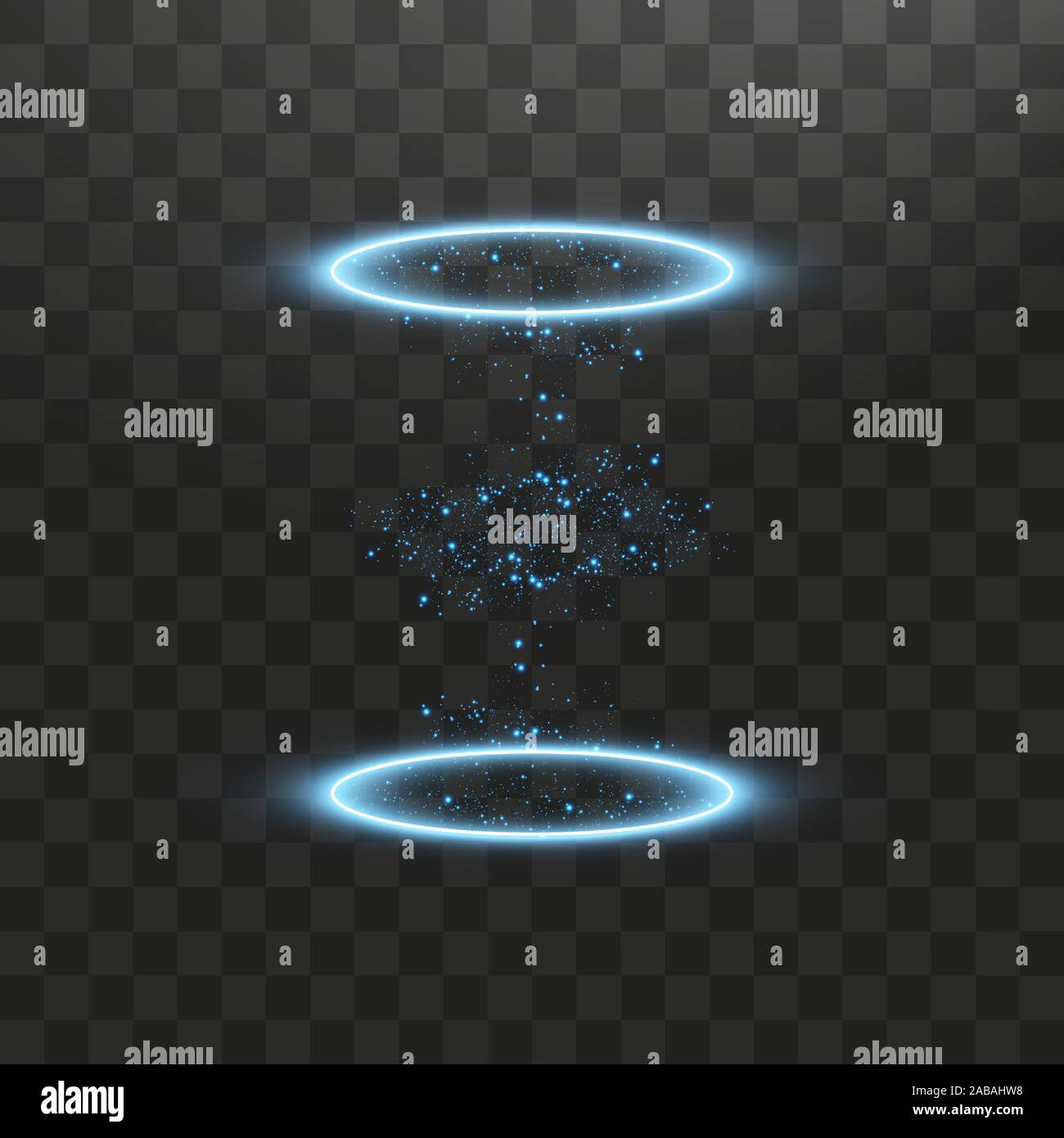 Futuristic teleport. Magic fantasy portal. Light effect. Blue candles ...