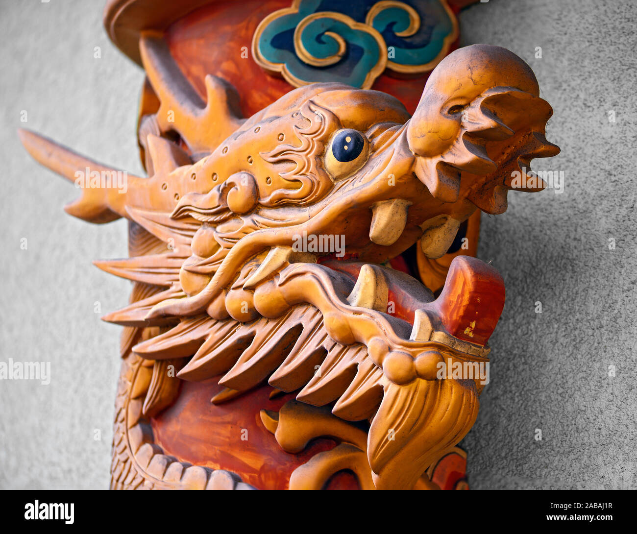 sculpture of a monster shaped like fish and drake Stock Photo - Alamy