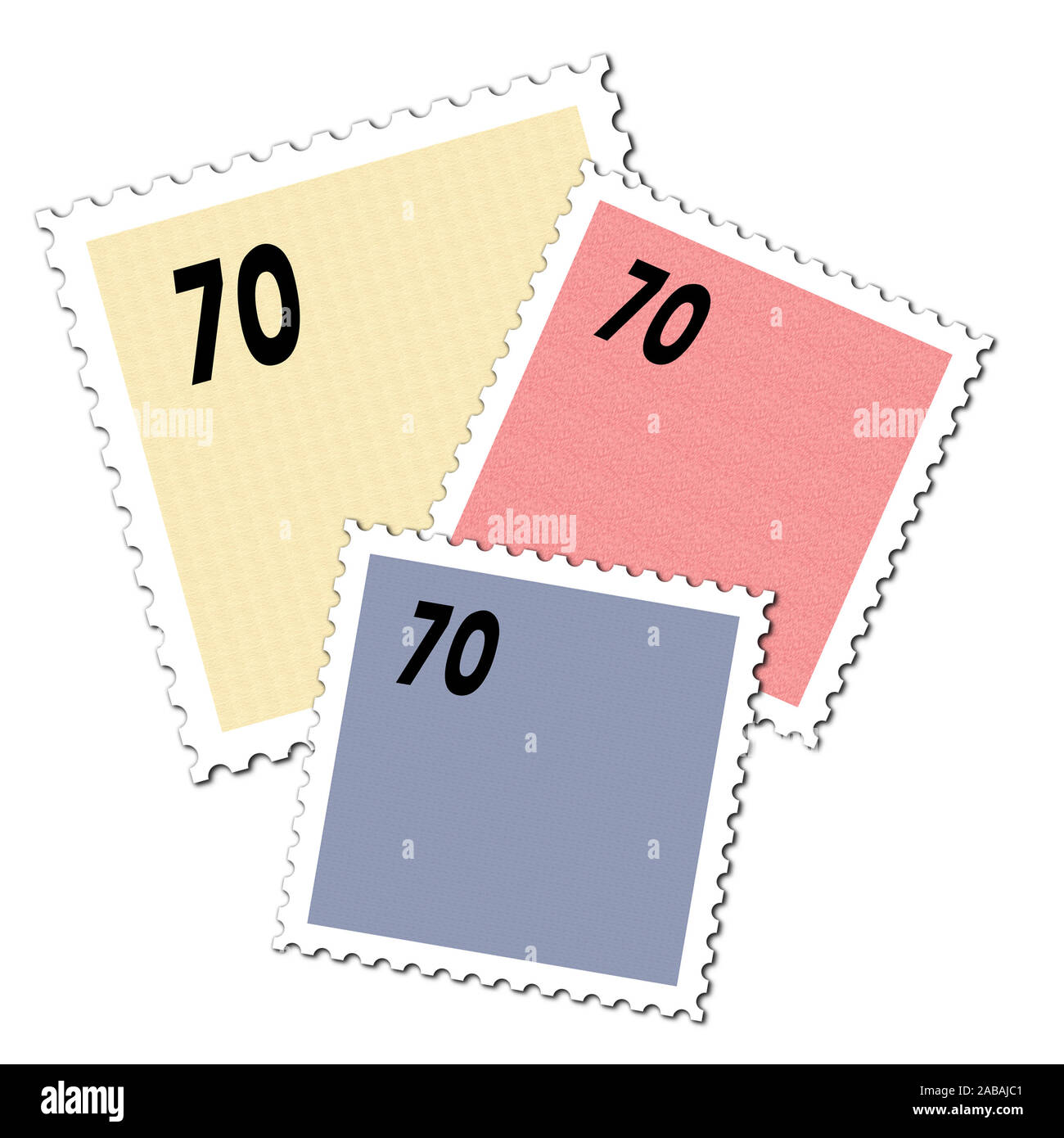 Three colorful postage stamps in front of white background Stock Photo ...