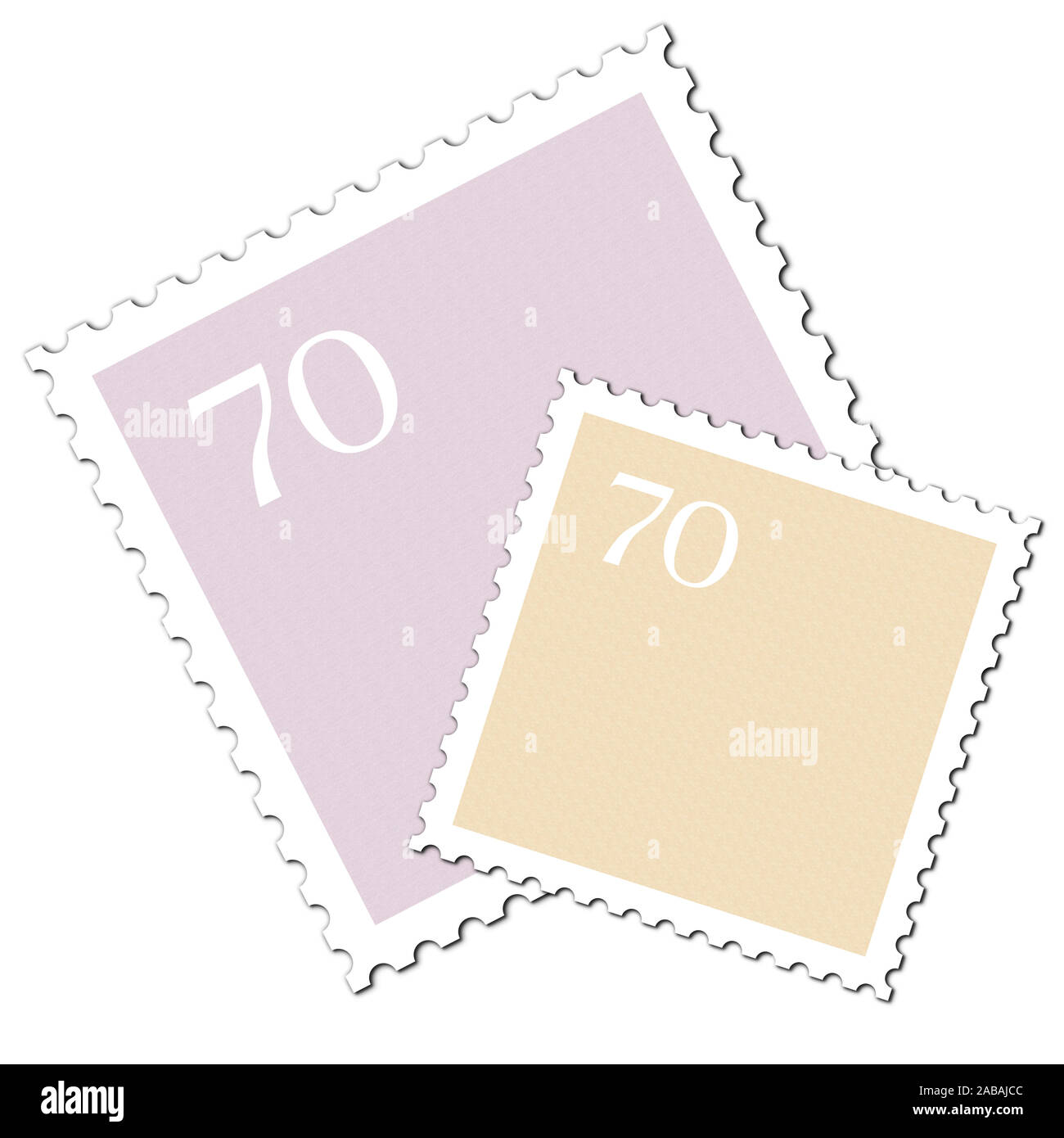 Two colorful postage stamps in front of white background Stock Photo ...