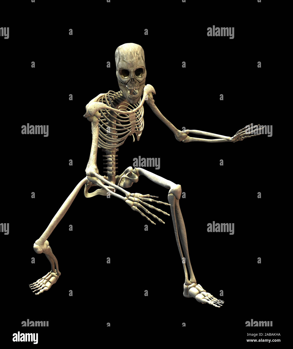 An illustration of a skeleton isolated on a black background Stock ...