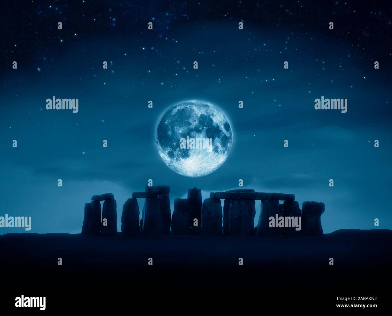 A photography of the stonehenge by full moon Stock Photo - Alamy