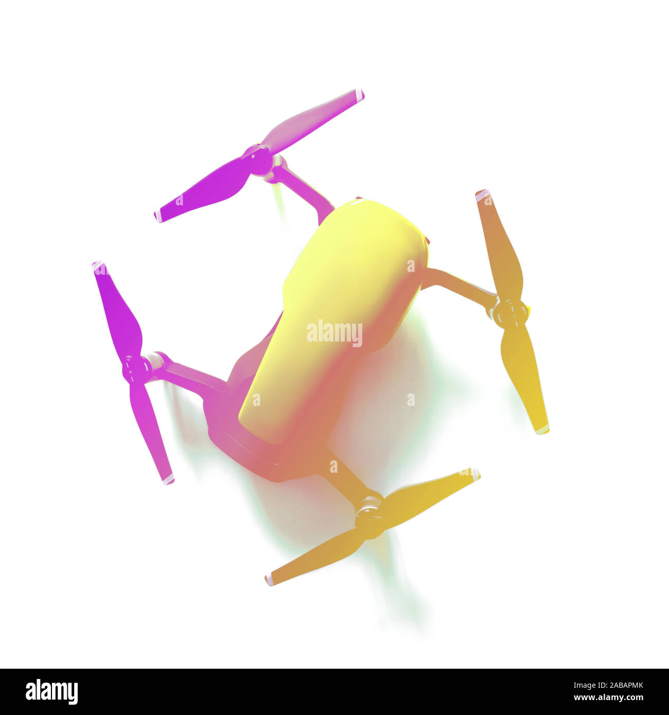 Multicolor neon drone isolated on white background. Modern trendy ...