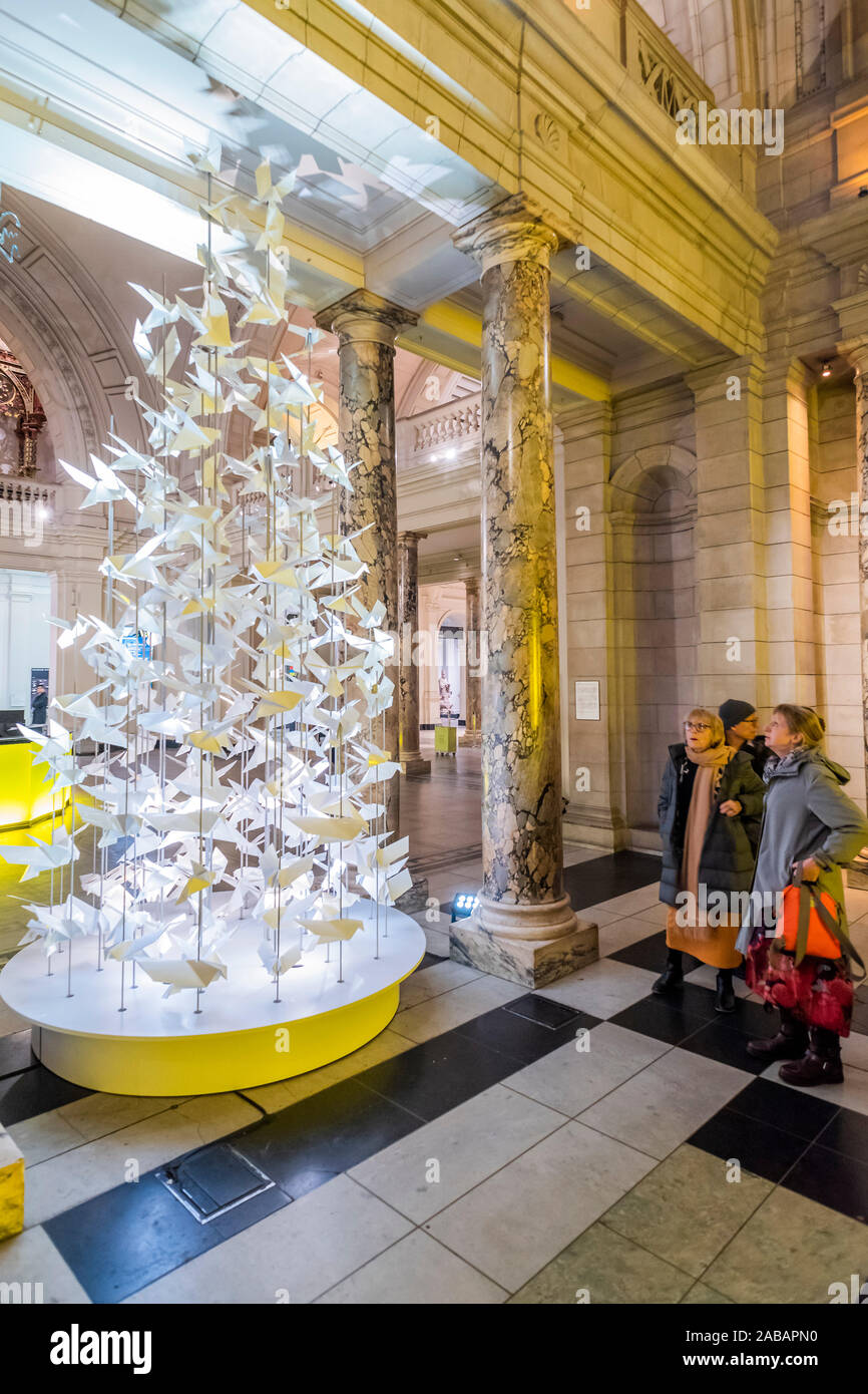 London, UK. 26th Nov 2019. The V&A Christmas tree installation ...