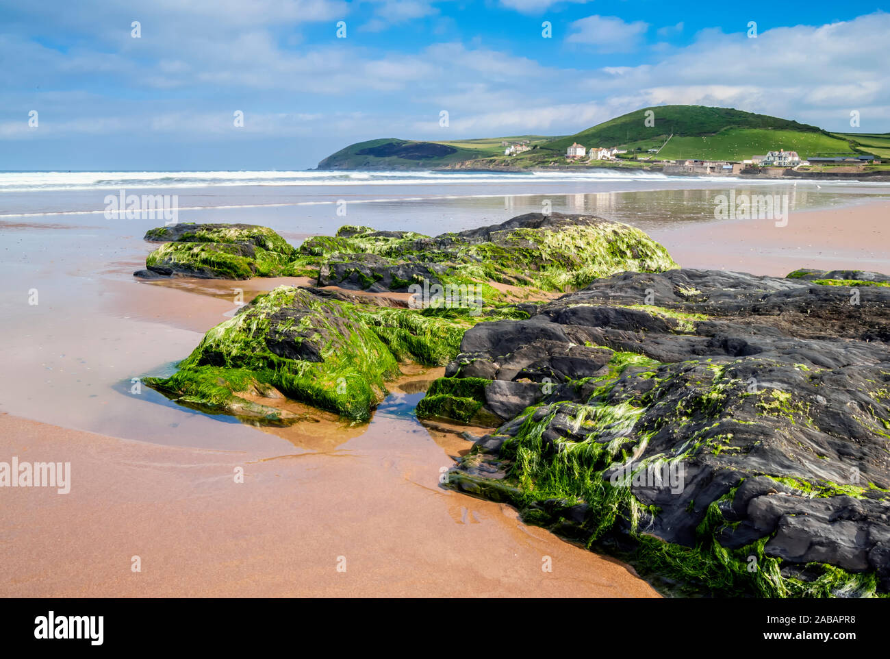 Croyde beach looking towards baggy point, North Devon, Uk Stock Photo ...