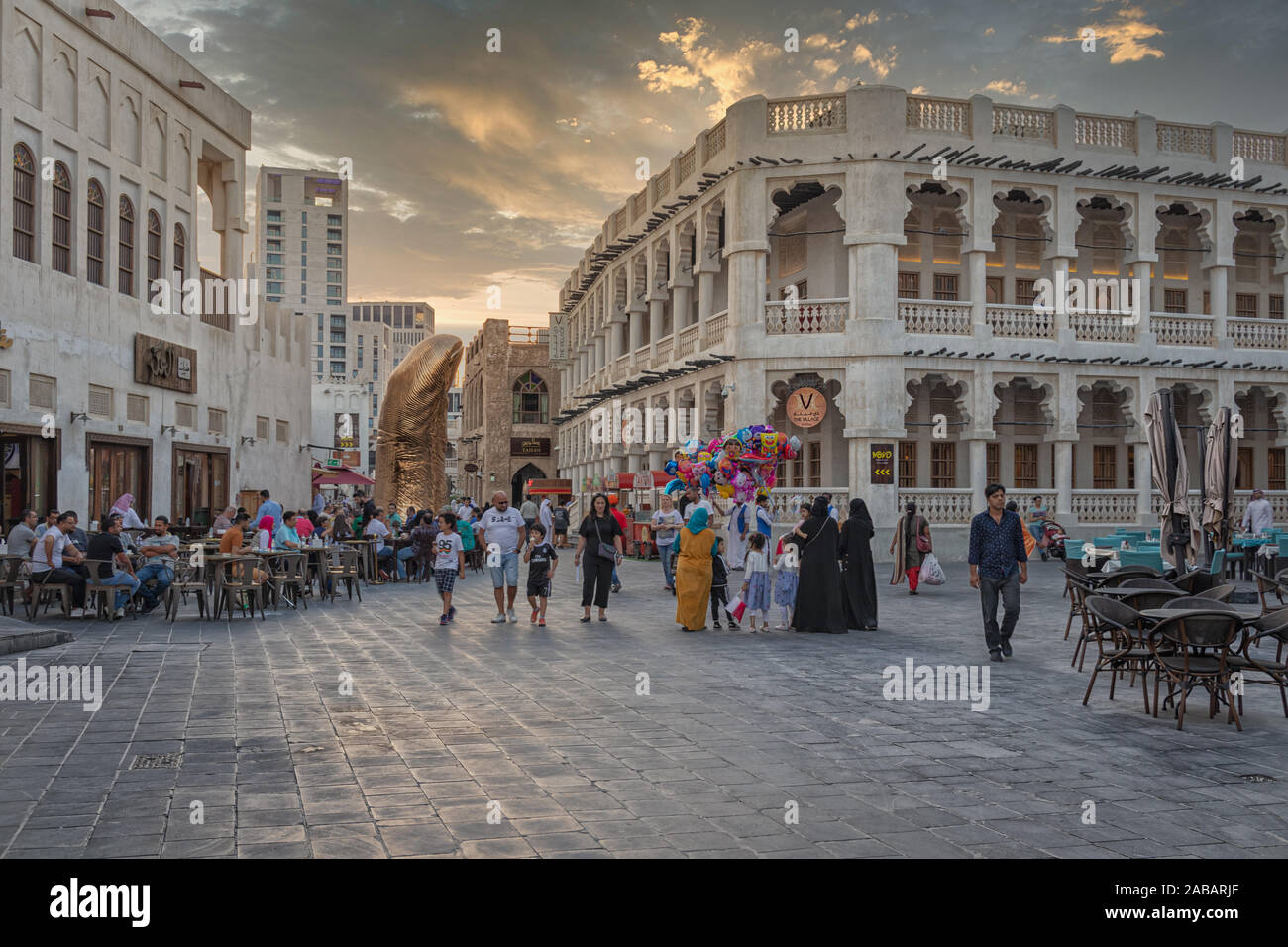 Doha-Qatar, November 16,2019:Souk Waqif in Doha Qatar Main street with ...