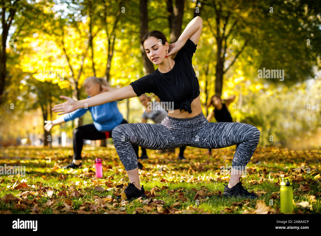 Large group people doing stretching hi-res stock photography and images ...