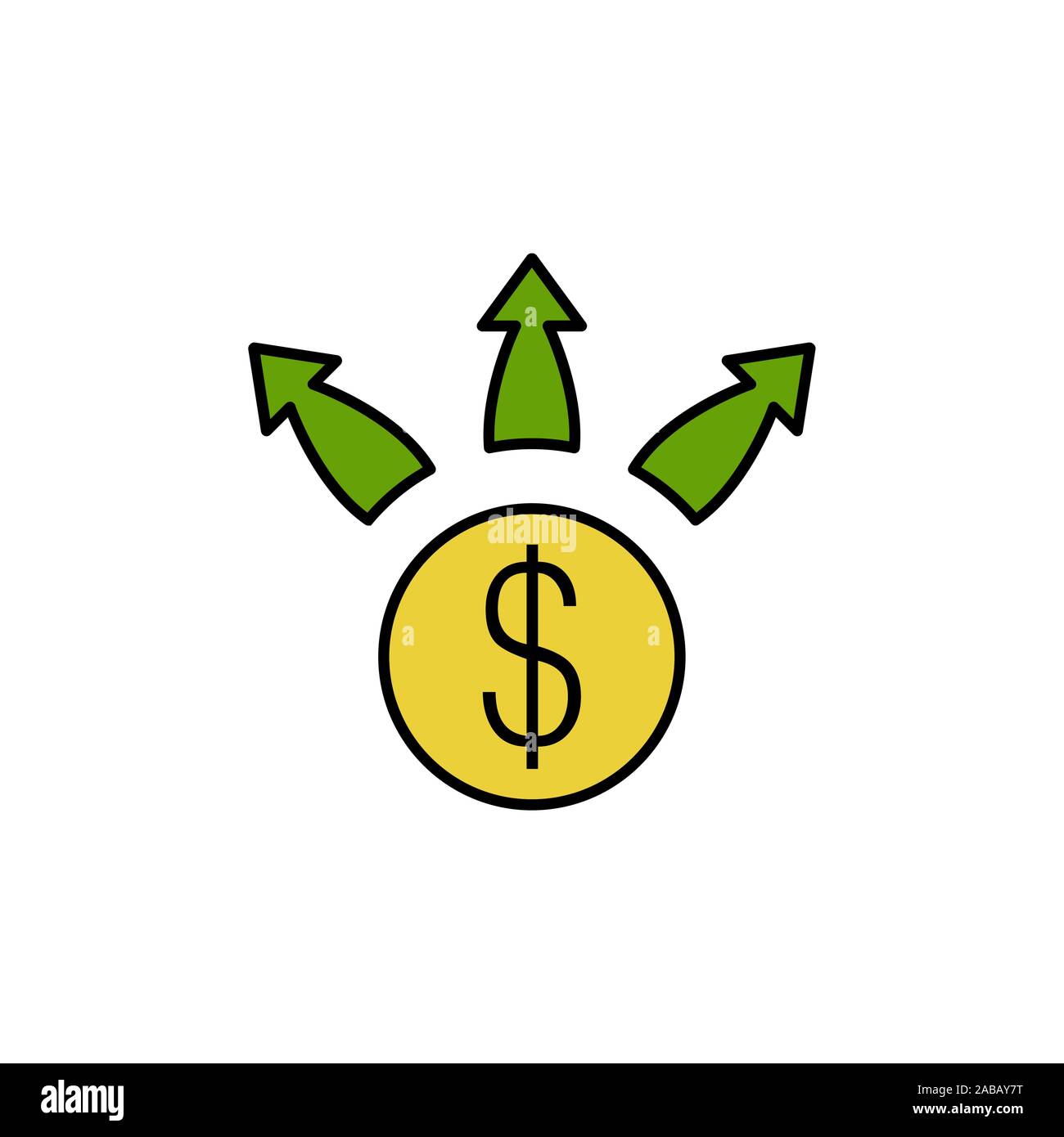 Financial growth icon, color sign isolated on white background ...