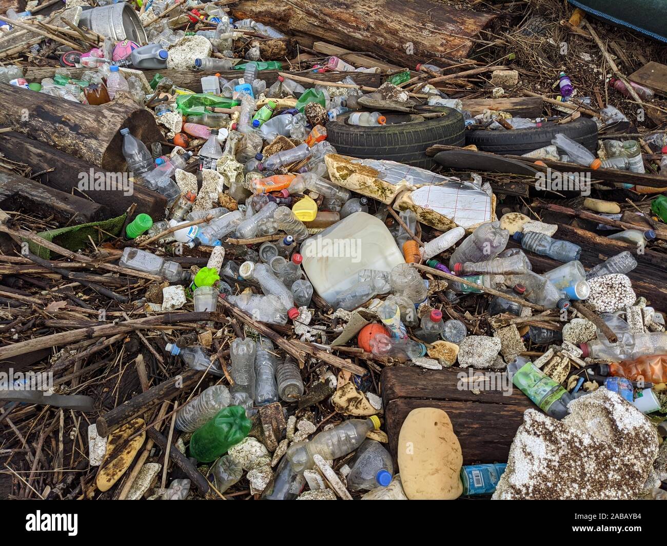 Piles of rubbish after environmental flooding disaster Stock Photo - Alamy
