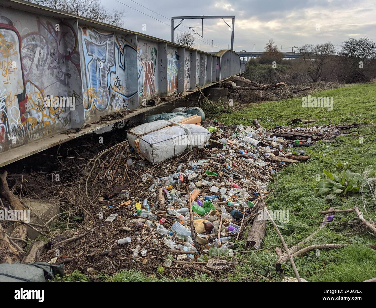 Flooding disaster aftermath, piles of garbage, waste and litter Stock ...