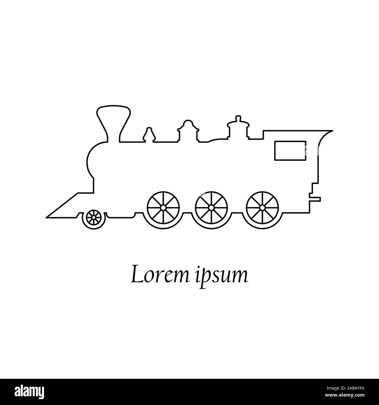 Train retro steam locomotive, old vintage style, vector icon line, emblem banner Stock Vector ...