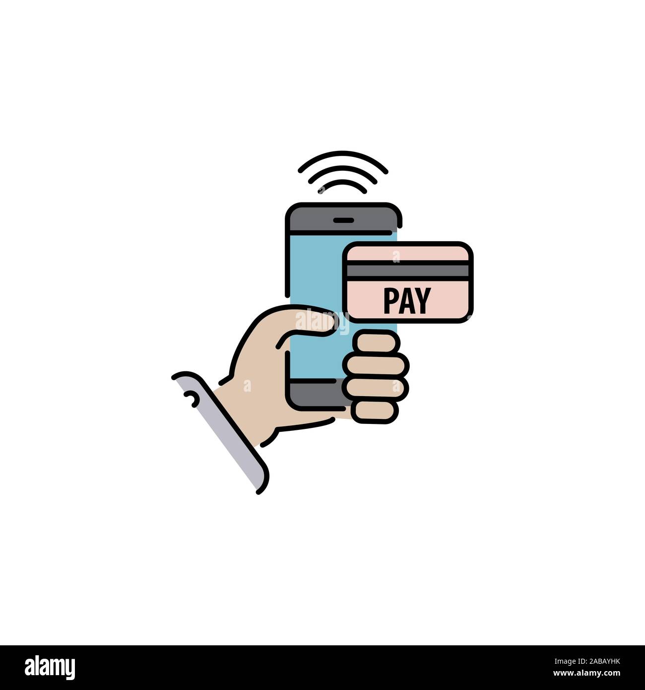 Payment with smartphone color vector icon, online mobile payment sign ...