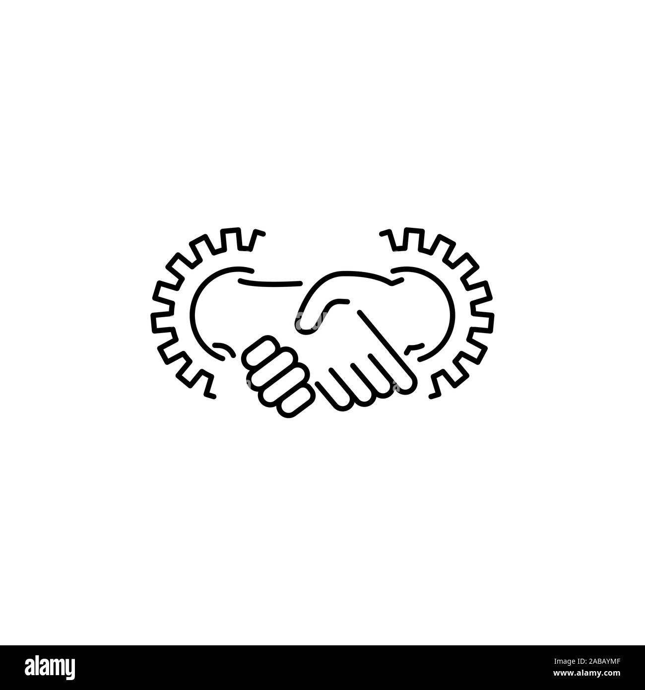 handshake and gears vector line icon, sign, symbol. task relation Stock ...