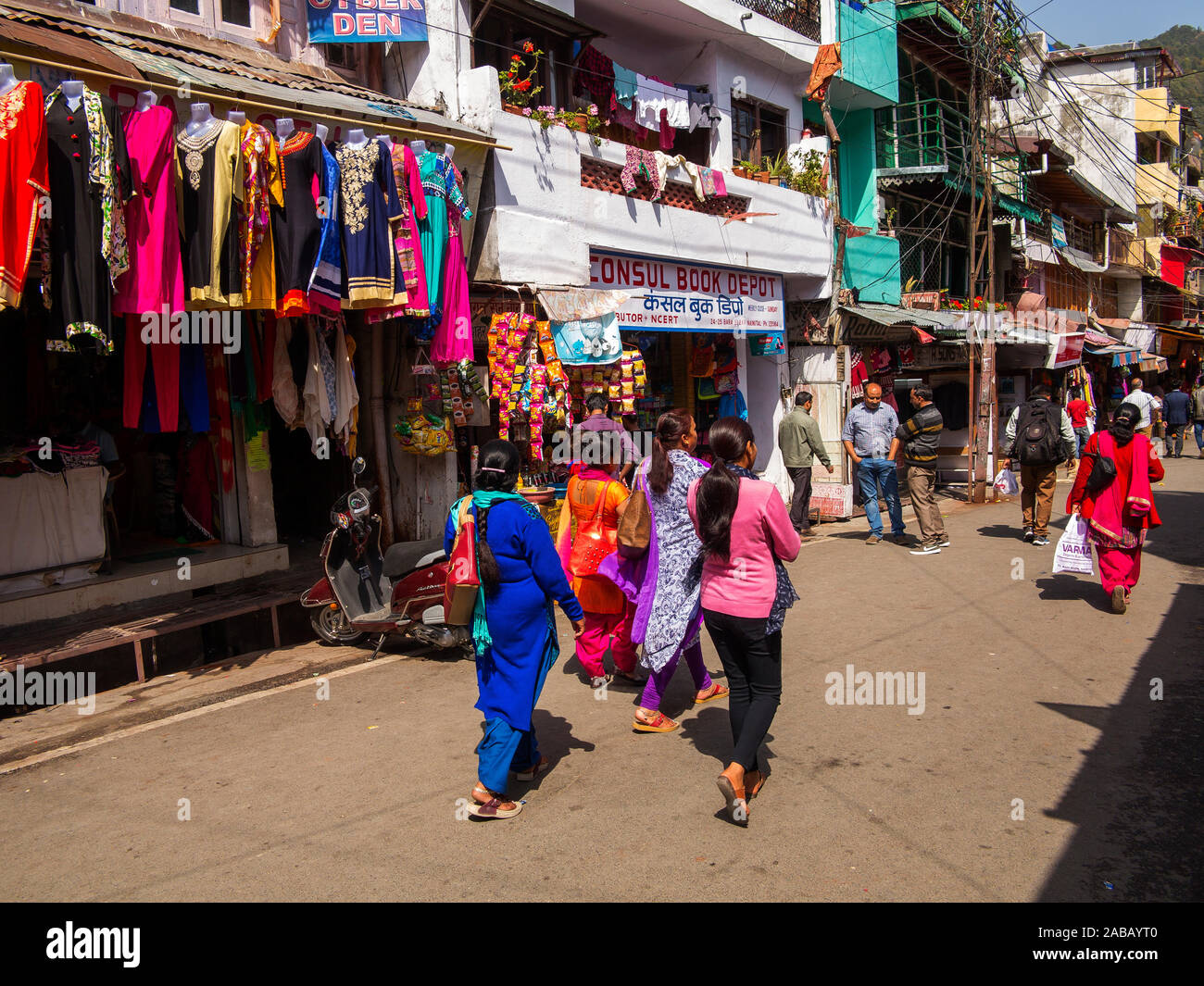 Shop selling indian traditional clothes at Bara Bazar, Nainital ...