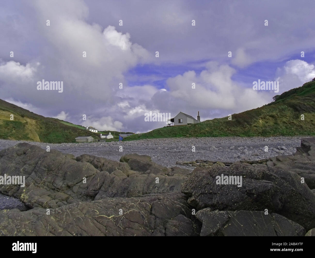 Millook Haven North Cornwall Beach Hut Fishing Stock Photo - Alamy