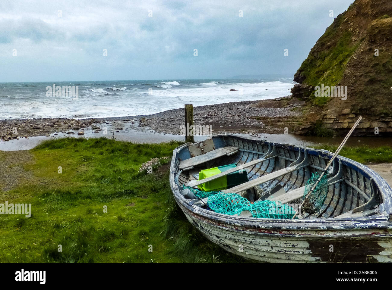 Millook Haven North Cornwall Beach Hut Fishing Stock Photo - Alamy
