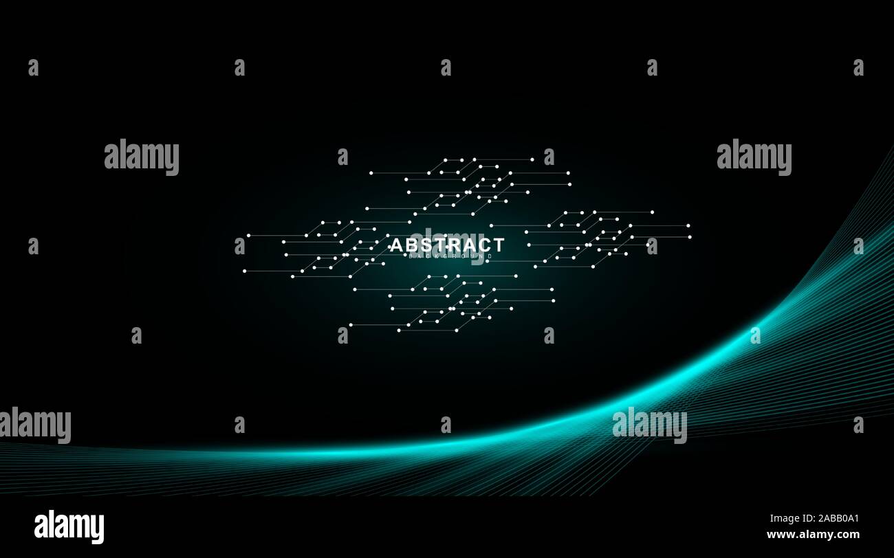 abstract vector background. wave lines and lines connecting points ...
