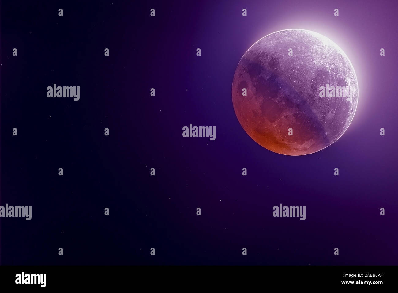 Red moon with light reflection. Elements of this image furnished by ...