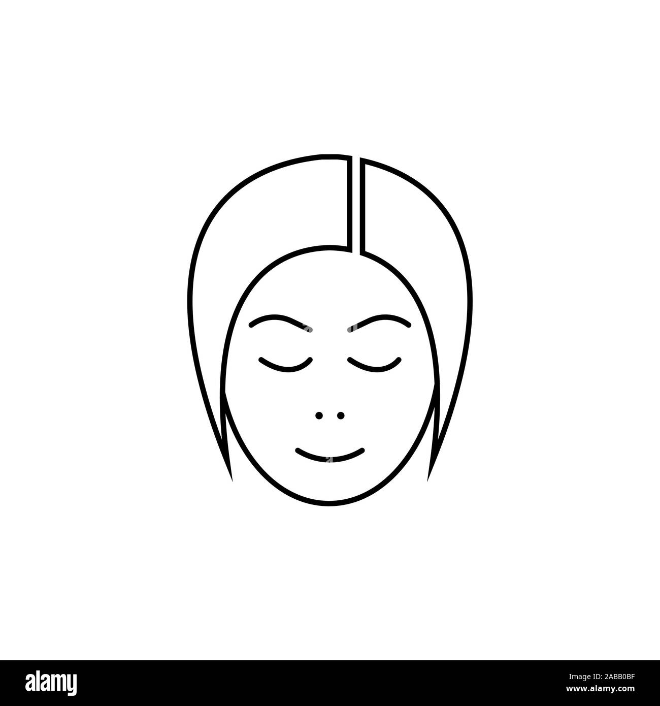 Girl's head vector line icon. user girl. lady avatar sign, symbol Stock ...