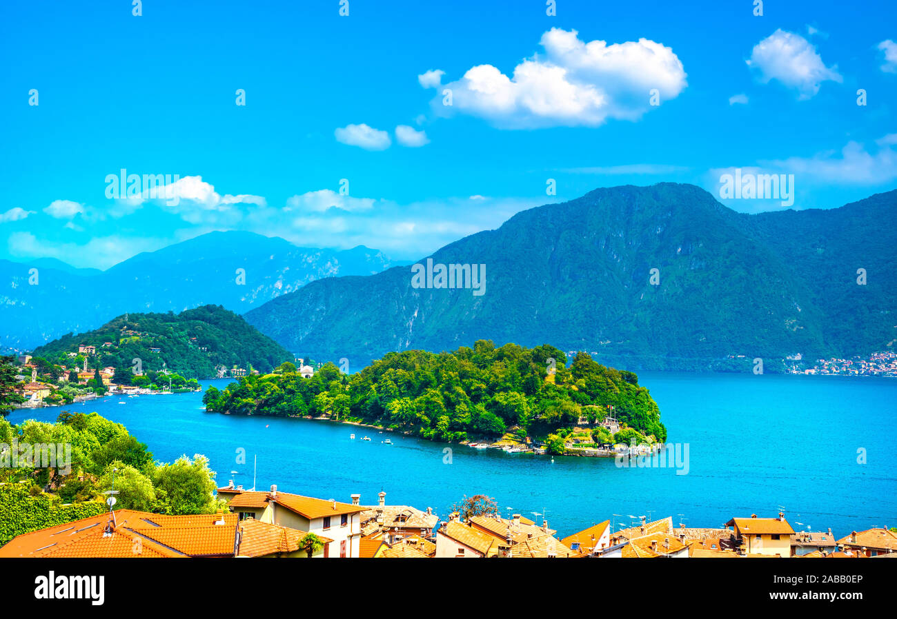 Como Lake, Isola Comacina village and island. Italy, Europe Stock Photo ...