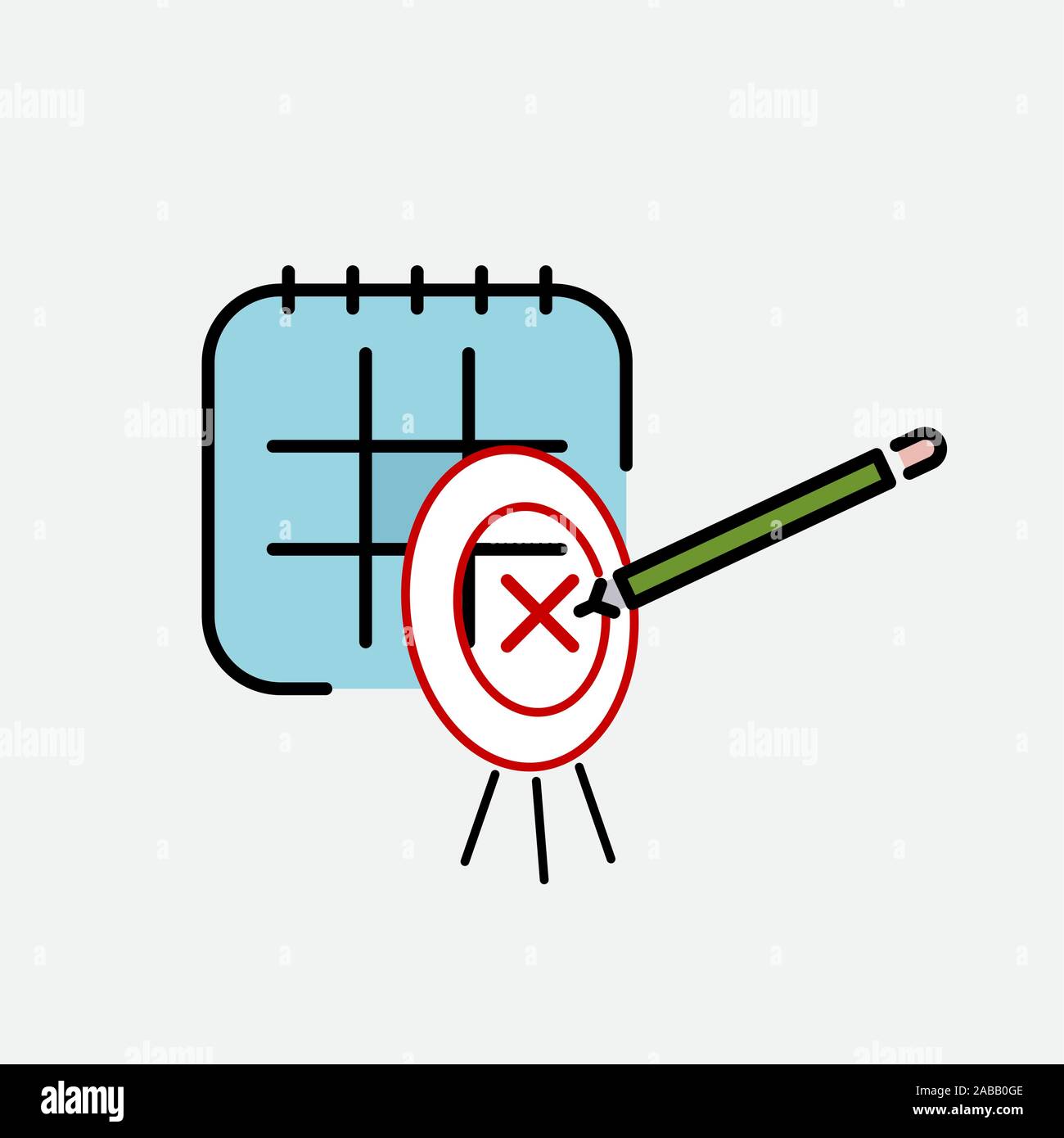 Calendar, pencil, marking day and target color icon vector. sign ...