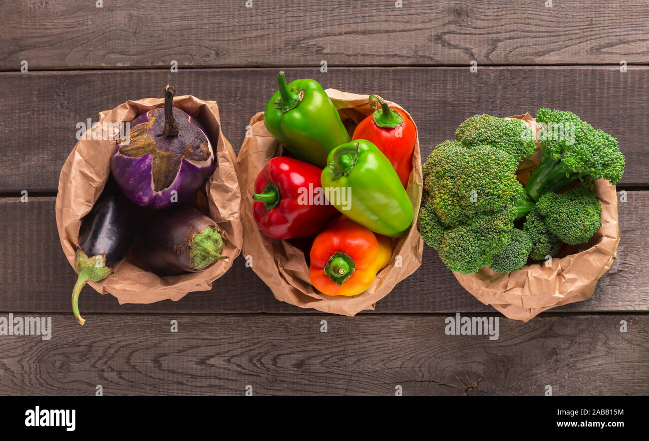 Healthy fresh vegetables in no plastic packages on wood Stock Photo - Alamy
