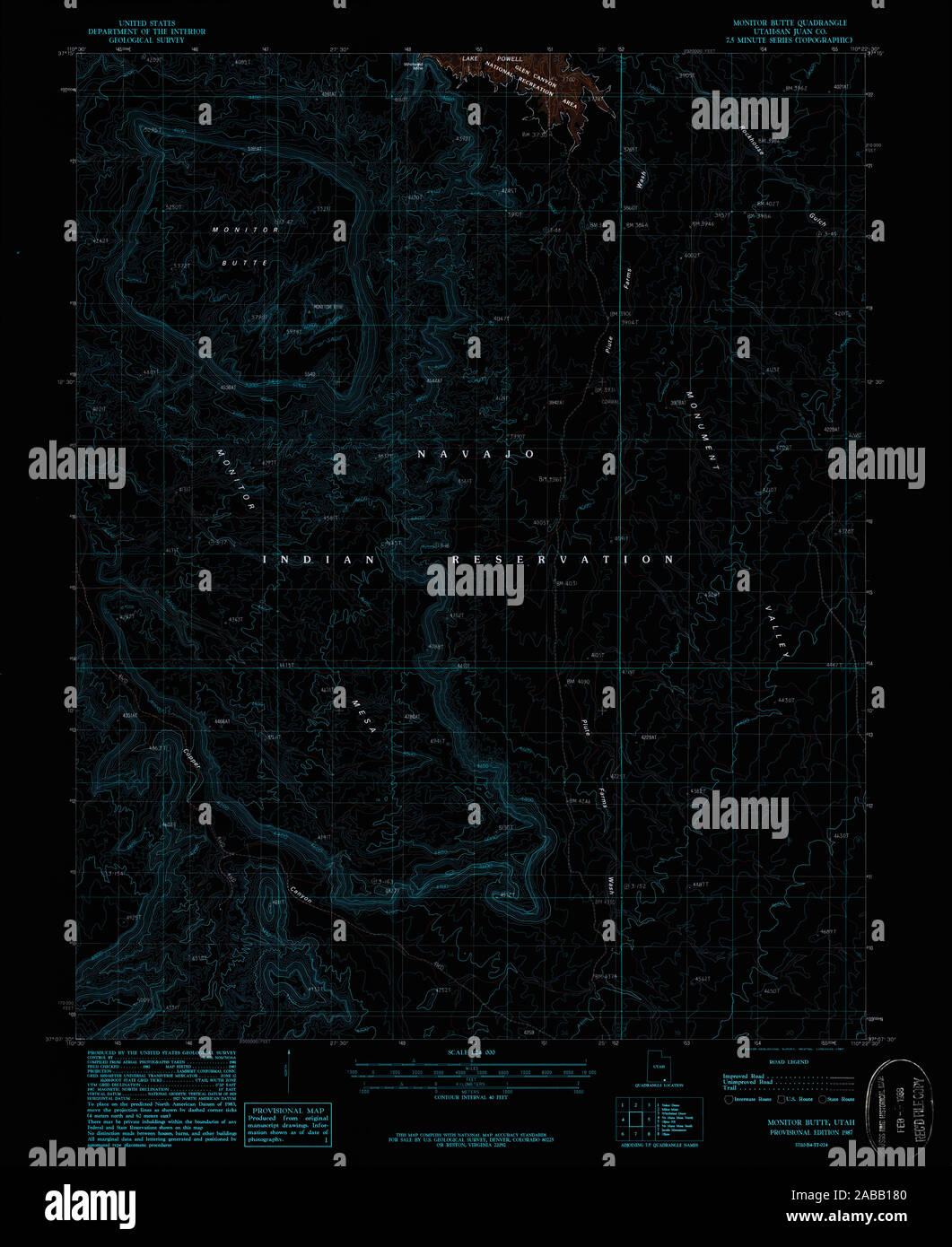 UT Monitor Butte 250646 1987 24000 Inverted Restoration Stock Photo - Alamy